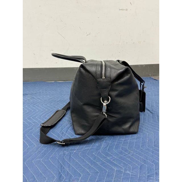 Kenneth Cole Reaction Pebble Black Leather Weekender Duffle Bag | Chairish