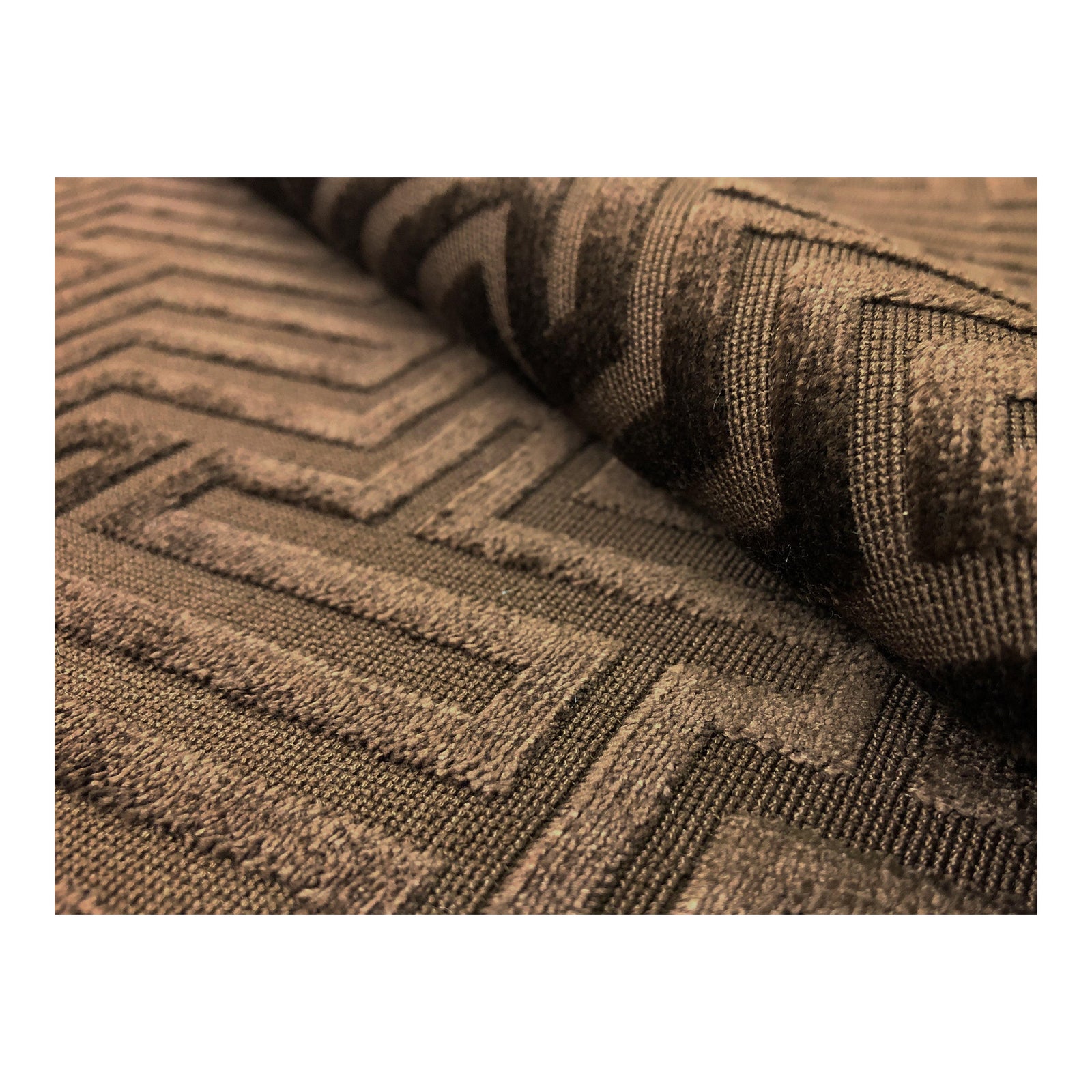 Kravet Comoda Belgian Chocolate Brown Geometric Greek Key Cut Velvet ...