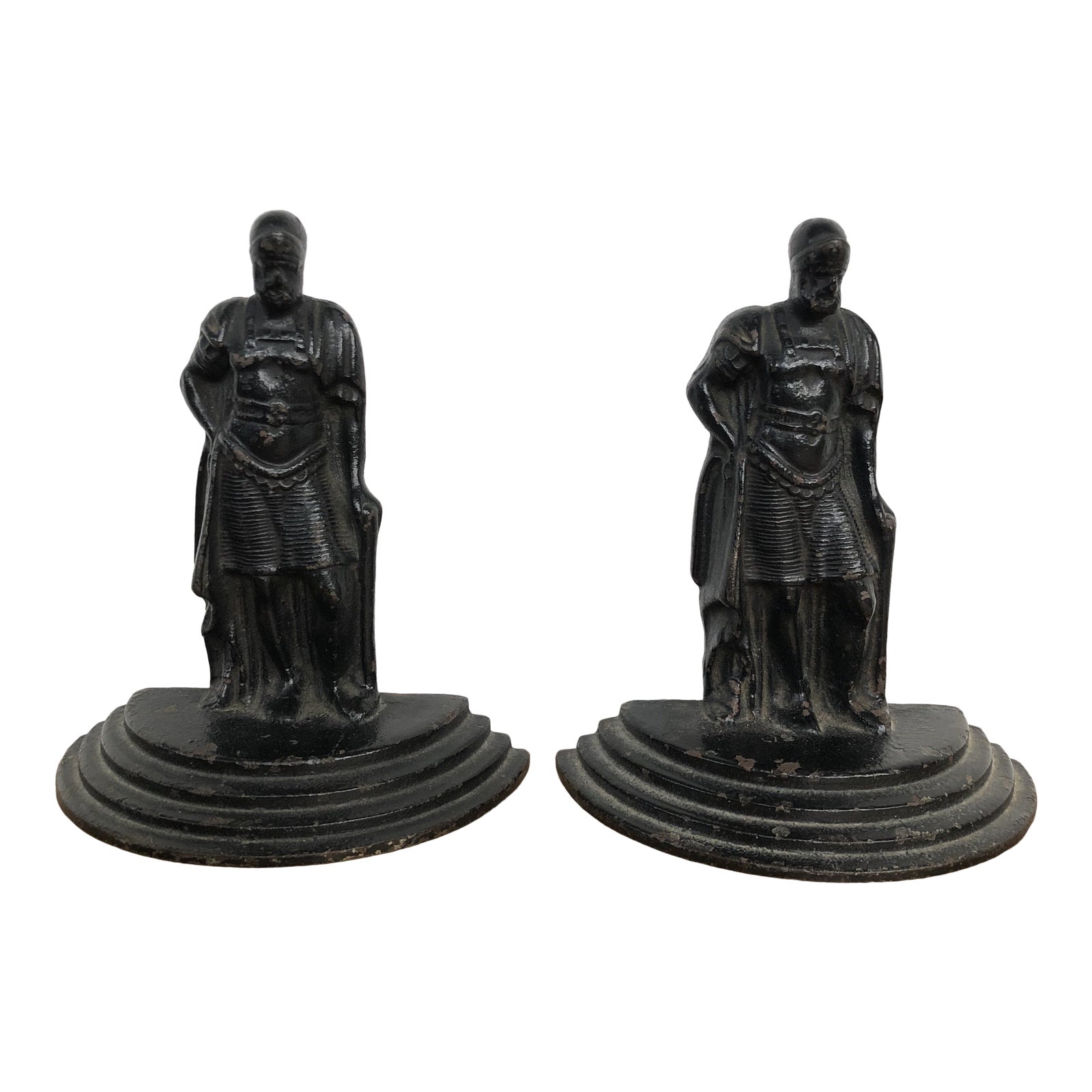 Iron Roman Statue Bookends - a Pair | Chairish