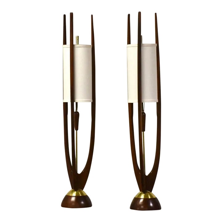 Walnut Table Lamps by Modeline - a Pair | Chairish