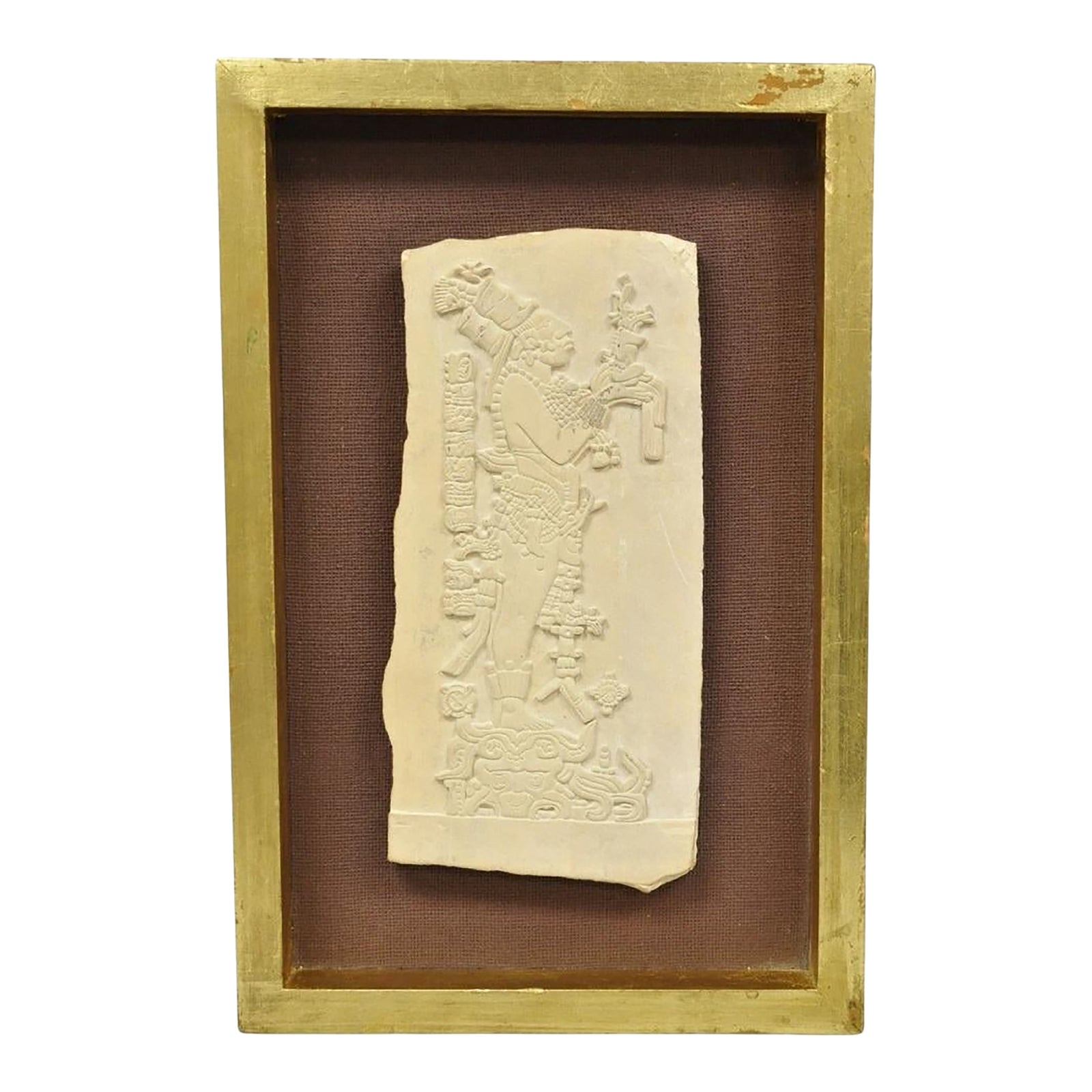 Ancient Maya Mayan Cast Stone Art Plaque Framed Sculpture Reproduction ...