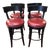 Custom Ebonized Wood & Red Leather Bar Stools -Set of 4 | Chairish