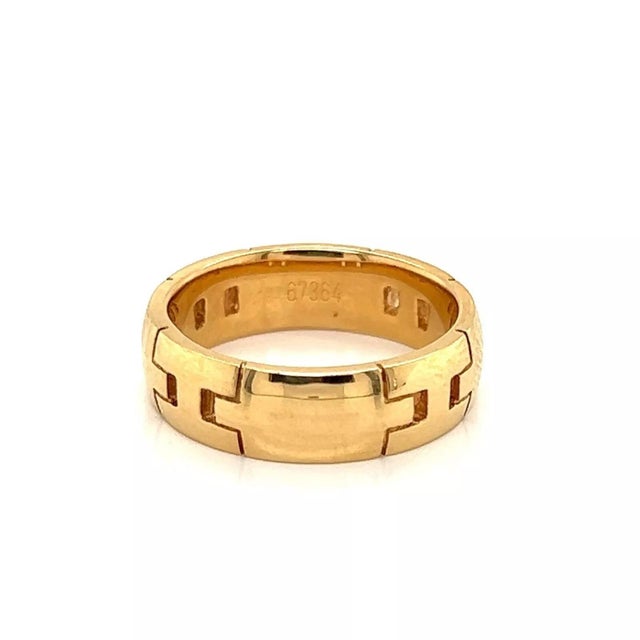 26145 - Hermes Hercules H Logo 18k Yellow Gold Band Ring, Size 5 | Chairish