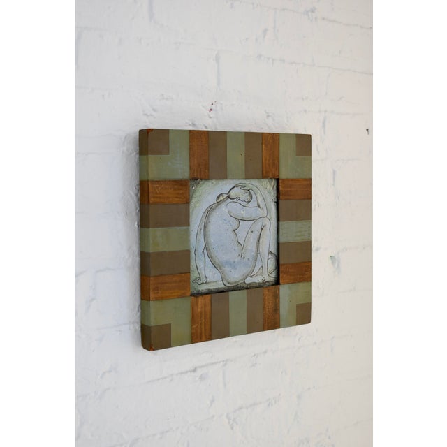 Vintage Pottery Tile Nude Illustration in Striped Frame Attributed to ...