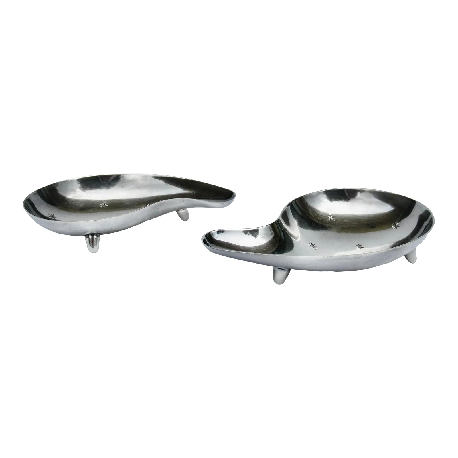 Mid-Century Hans Jensen (Denmark) Atomic Silver Plate Kidney-Shaped ...