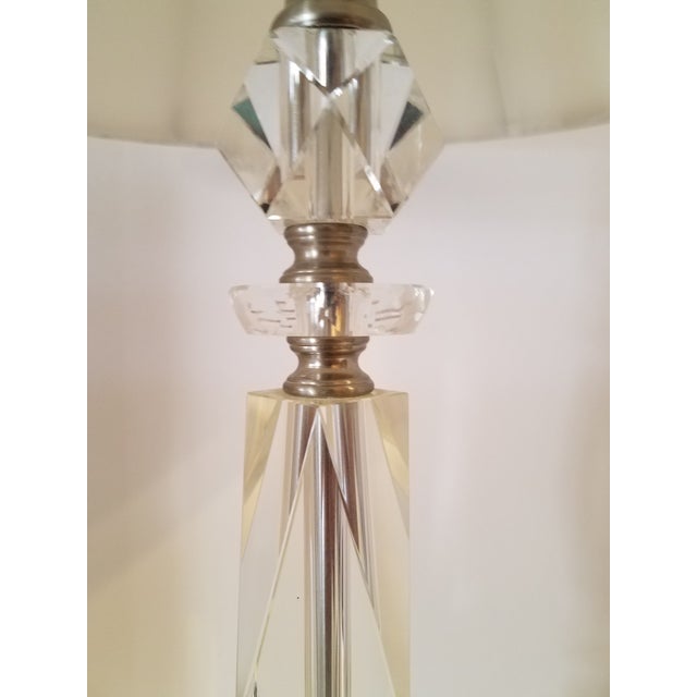 May Sheng Contemporary Lucite Lamp Diamond Cut Obelisk Style | Chairish