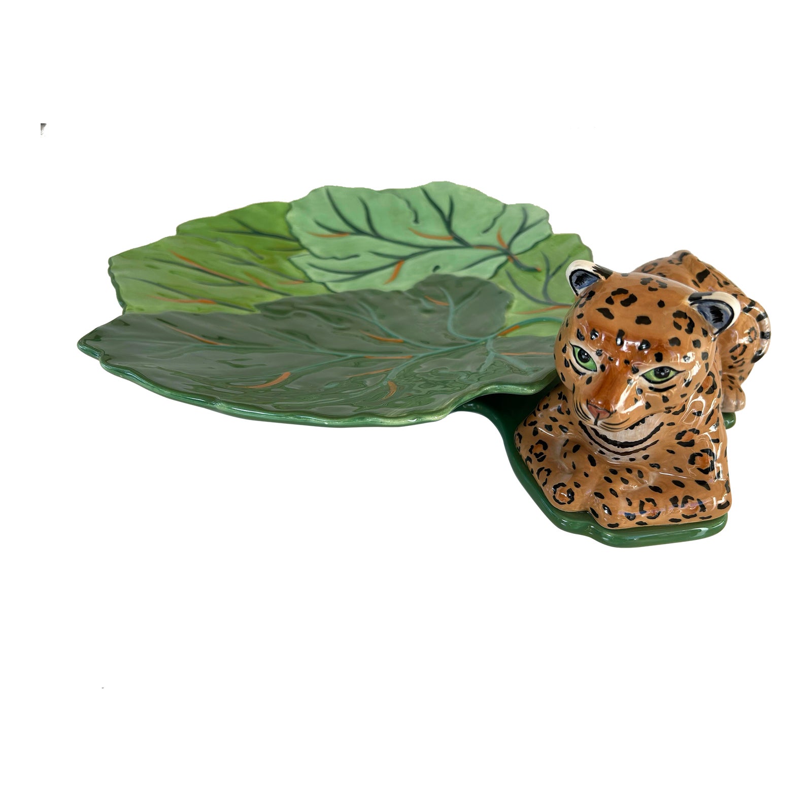 Lynn Chase Ceramic Leopard Serving Tray “Jungle Jubilee” 2006 | Chairish