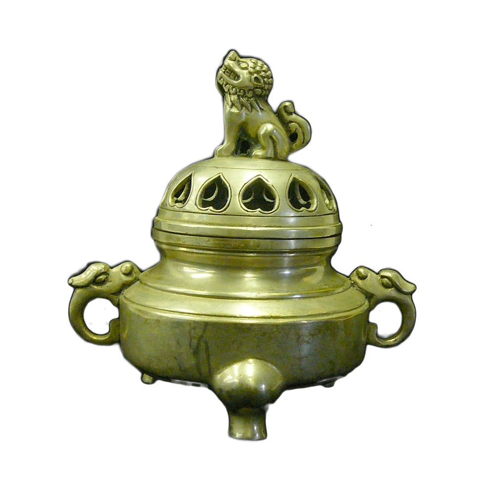 Chinese Silver Color Round Incense Burner | Chairish