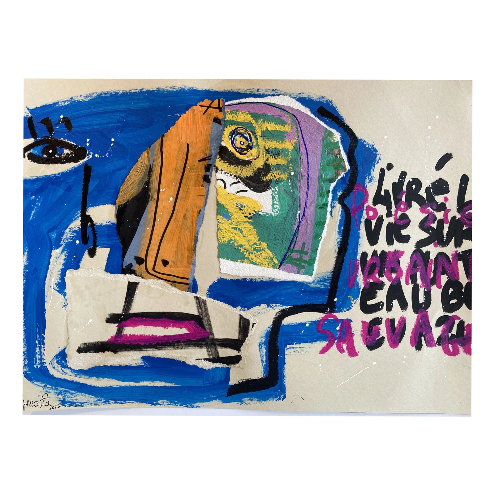 Jazzu, Urban Poetry, 2025, Mixed Media on Heavy Paper | Chairish