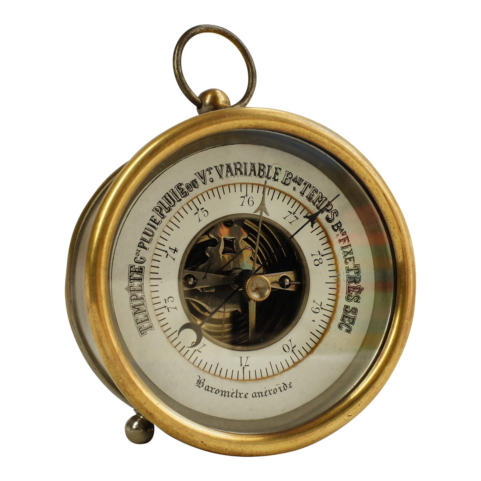 1890 -1911 Small French Desk Desktop Aneroid Barometer With Open Dial ...