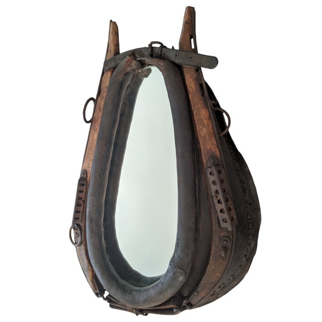Vintage Equestrian Leather Horse Yoke Collar Mirror | Chairish