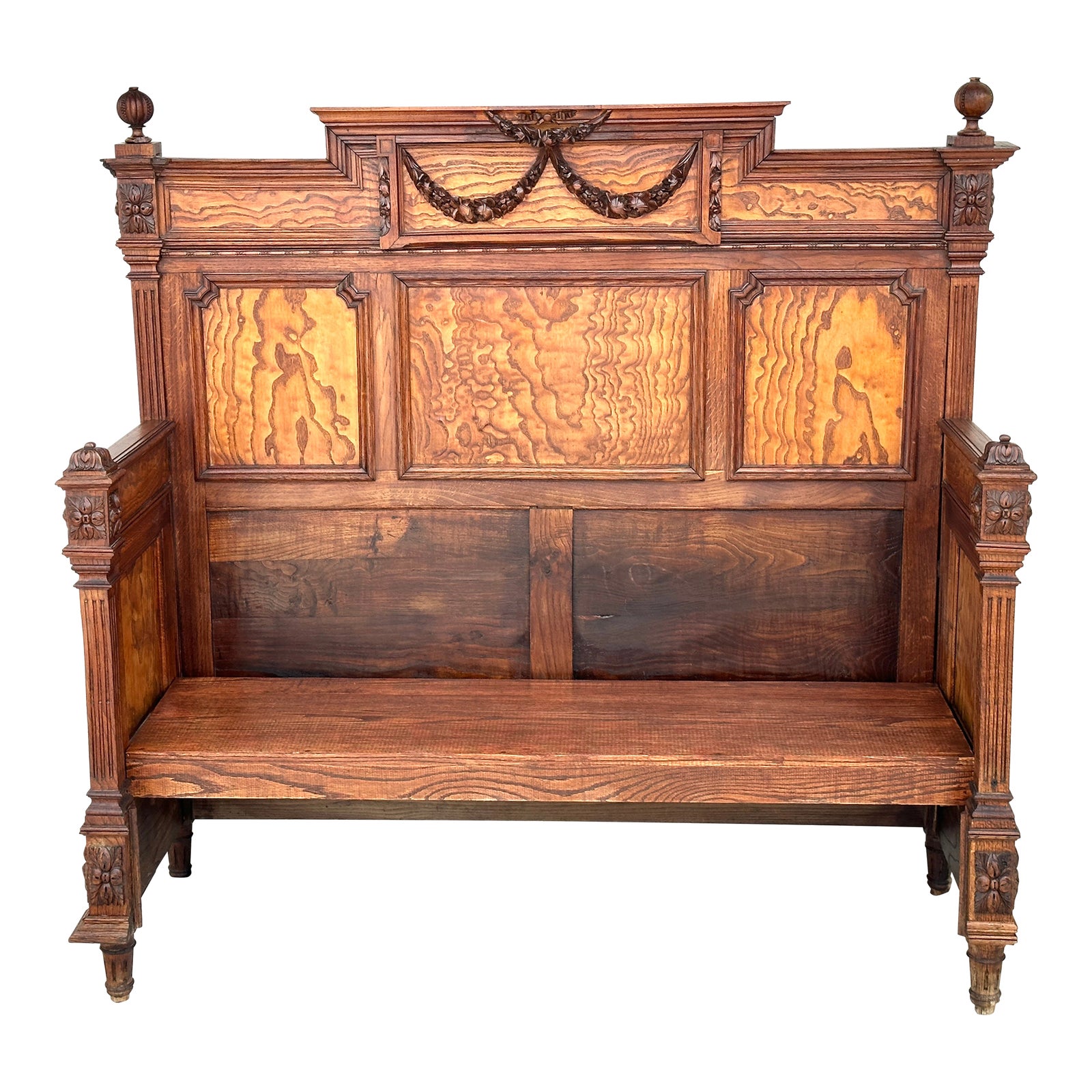 Antique High Back Bench | Chairish