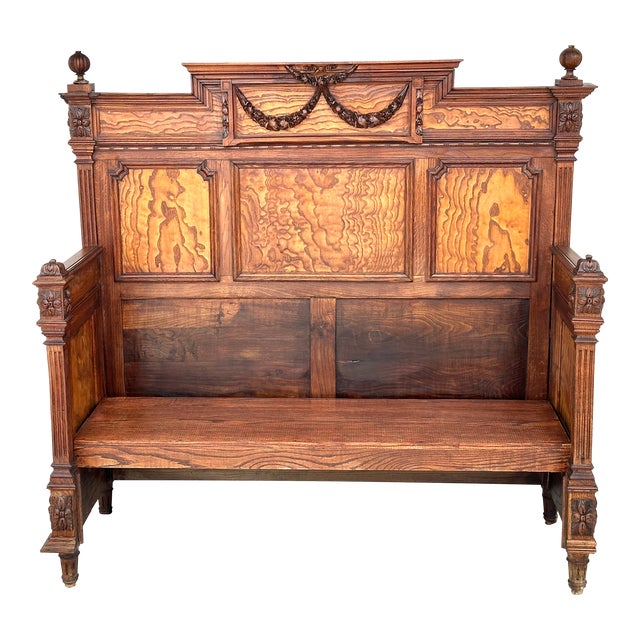 Antique High Back Bench | Chairish