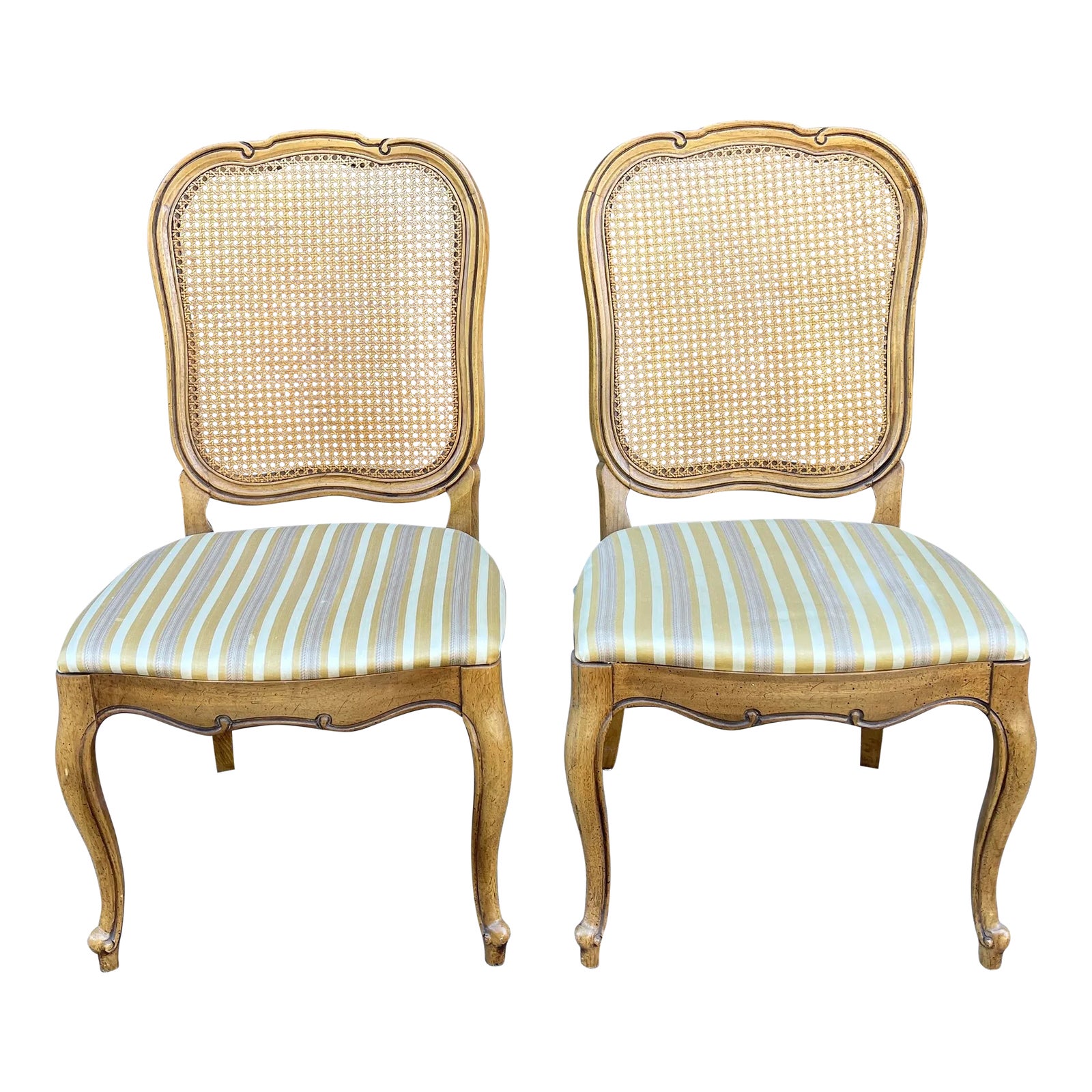 Vintage Thomasville French Louis XV Cane Back Dining Side Chairs - a ...