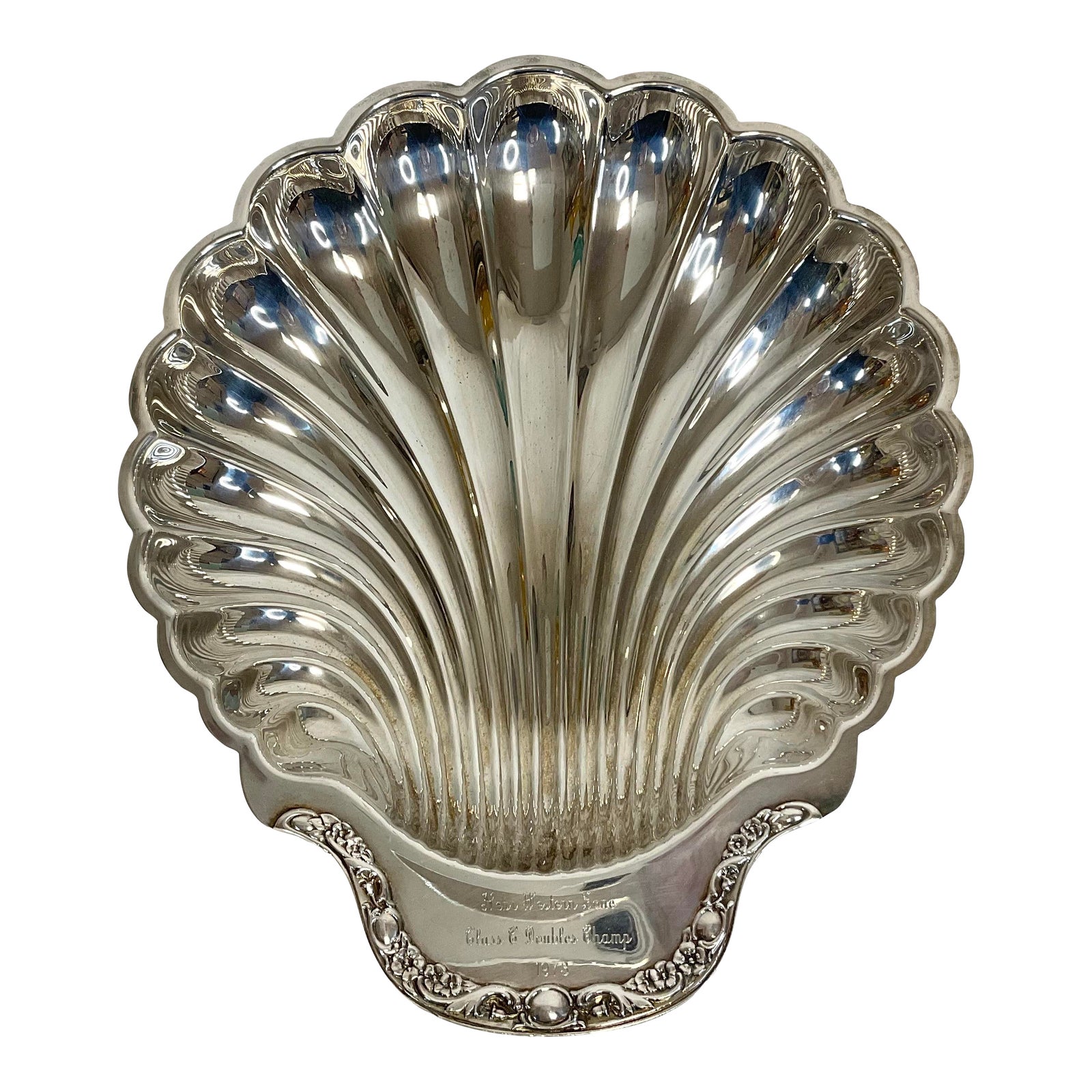 1973 Vintage Hollywood Regency Coastal Clam Sea Shell Silver Serving ...