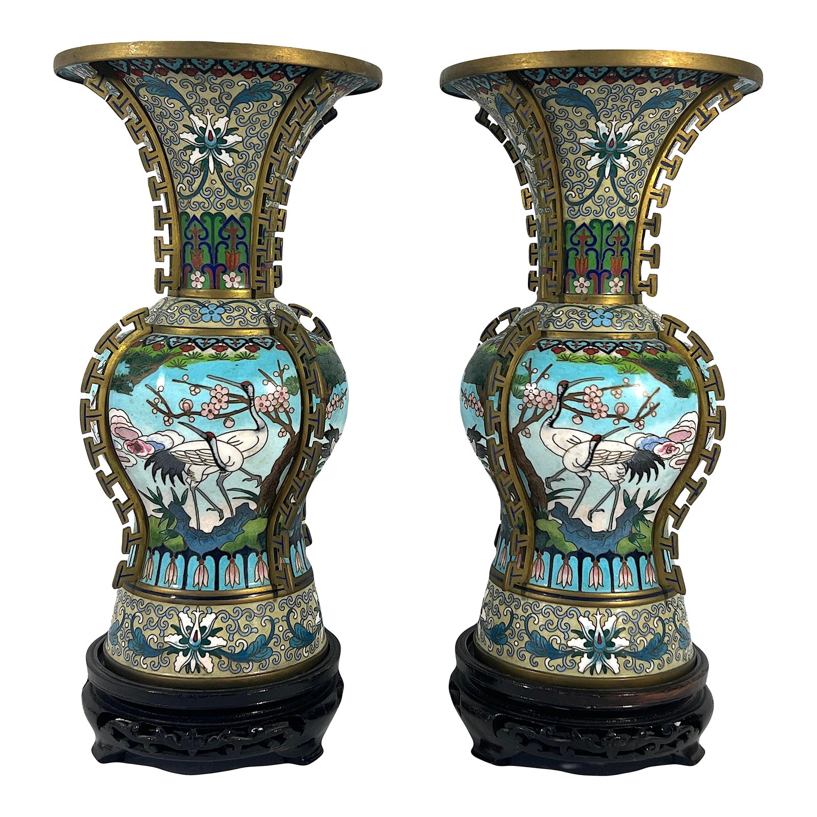 Chinese Jingfa Blue White 'Dragon Back' Cloisonne Beaker Form Cloisonne ...