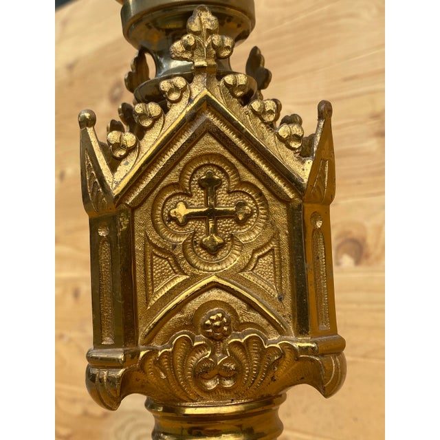 19th Century Antique French Neogothic Altar Torchère Candlestick Set ...
