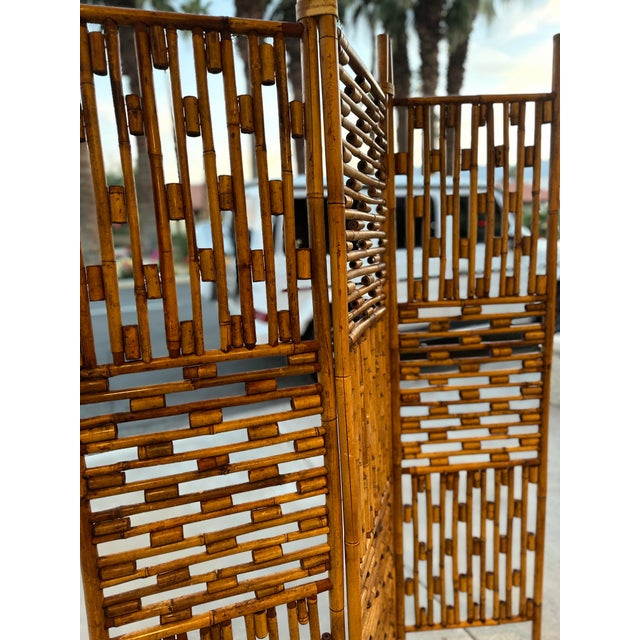 Vintage 70’s Cane Bamboo Room Divider Privacy Screen | Chairish