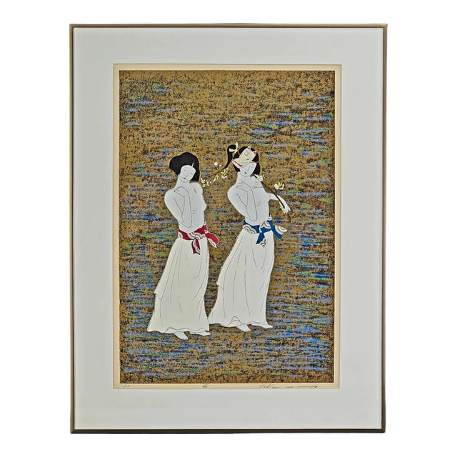 Japanese Double Oban Fox Face Wood Block Print by Ryusei Okamoto | Chairish