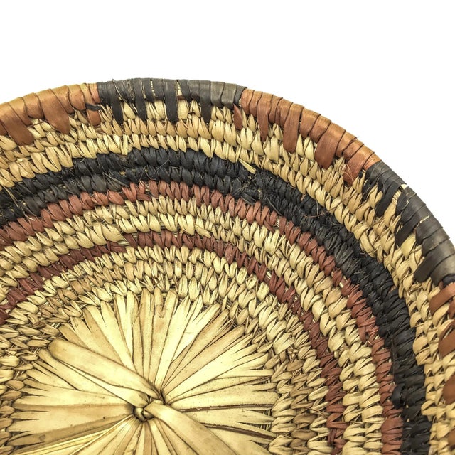 Artisan Vintage Fiber Rush Woven Basket | Chairish
