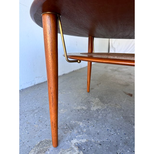 1960s Solid Teak & Cane Danish Mid Century Modern Round Coffee Table ...