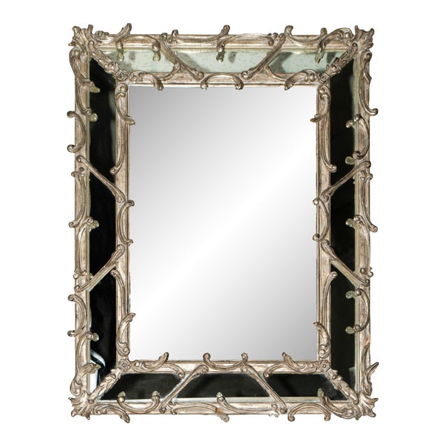 18th C Style Silver Giltwood Twig Mirror | Chairish