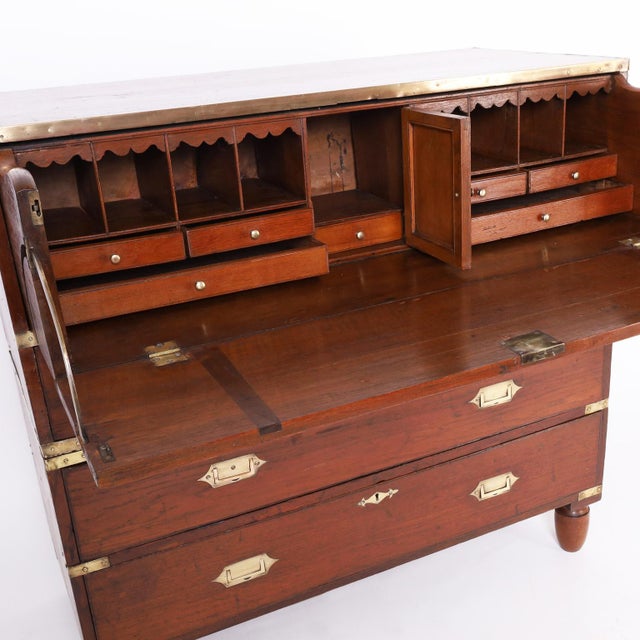 Antique British Colonial Campaign Secretary Chest of Drawers | Chairish