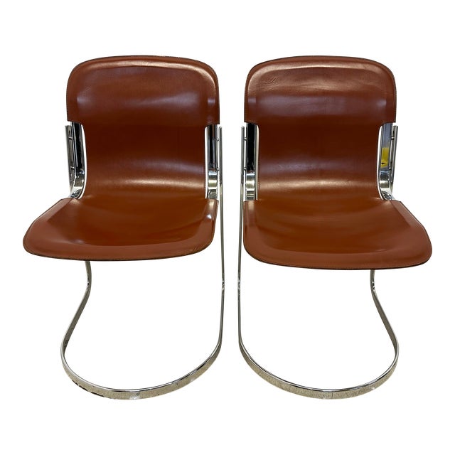 Willow Rizzo Cantilevered Leather and Chrome Dining Chairs for Cidue ...