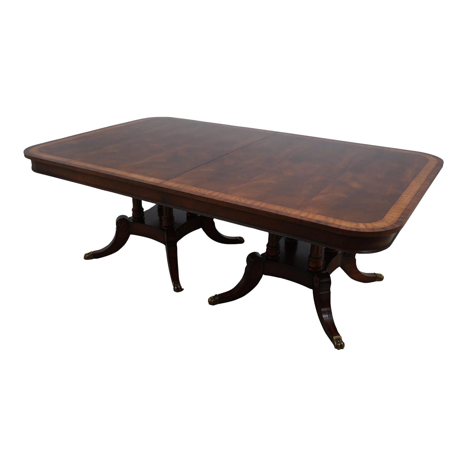 Henredon Large Banded Mahogany Regency Dining Room Table | Chairish