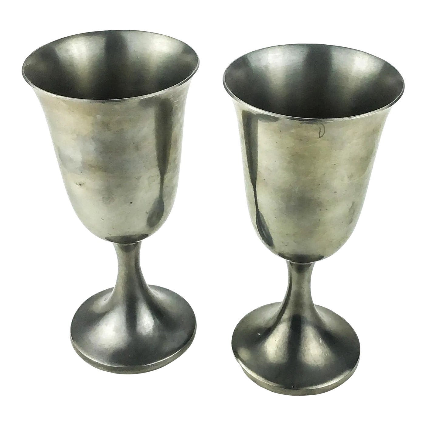Vintage Pair of Preisner Pewter Wine Goblets 2037 | Chairish