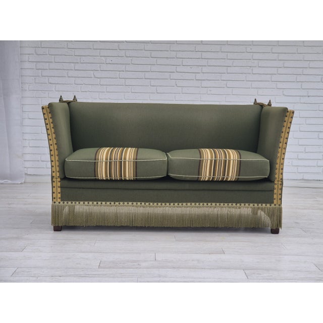 1970s, Danish 2 Seater Drop Arm Sofa, Wool, Original Condition. | Chairish