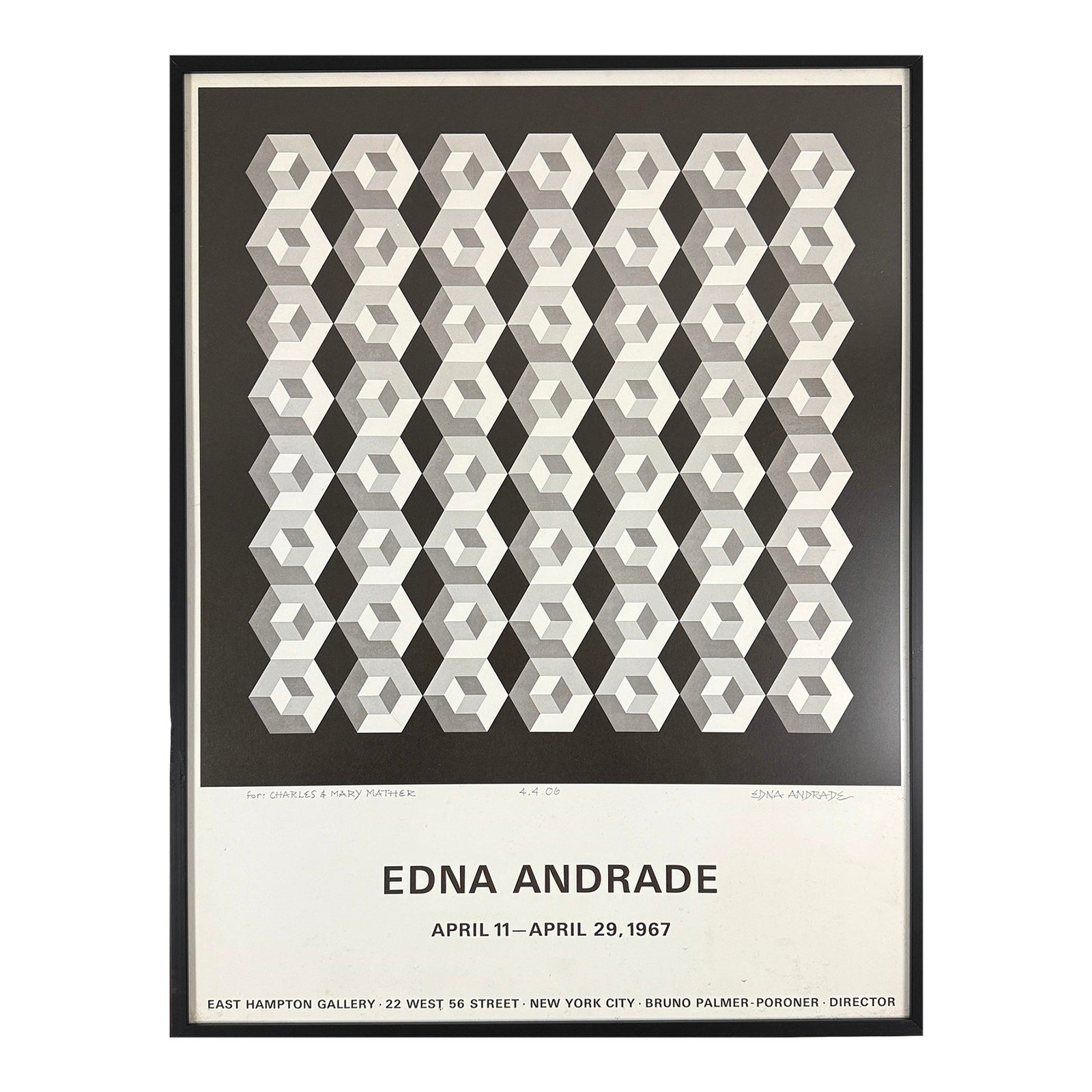 Vintage Edna Andrade Op Art Nyc 1967 Exhibition Print, Signed | Chairish