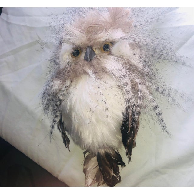 Mid-Century Modern White Feathered Owl Decoration | Chairish