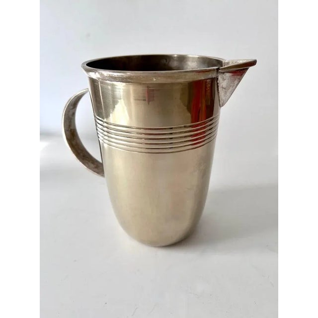 French Silver Plated Brass Art Deco Cocktail Pitcher | Chairish