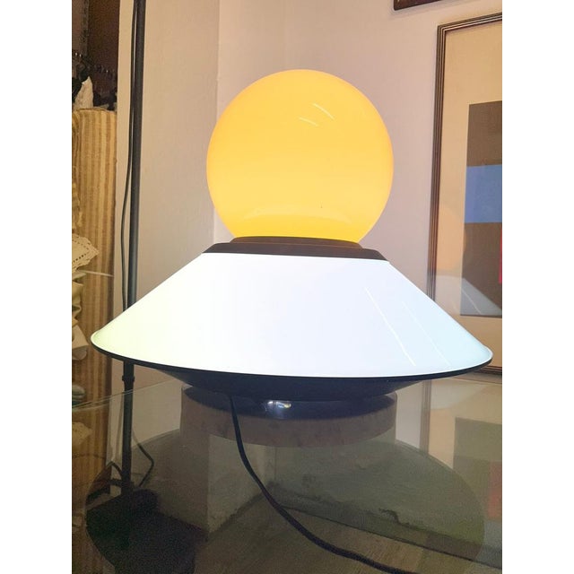 Space Age Double Light Lamp in Glass and Steel, 1970s | Chairish