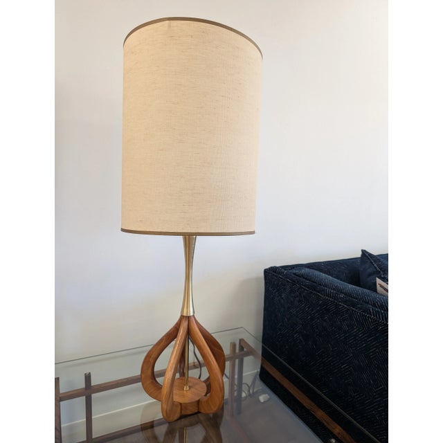 Pair of 1960s Sculpted Wood Lamps by Vh Woolums, Rewired | Chairish
