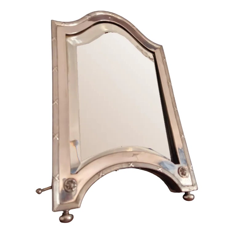 Large Table Mirror with Silver Frame from Gebrüder Kühn, 1920s | Chairish