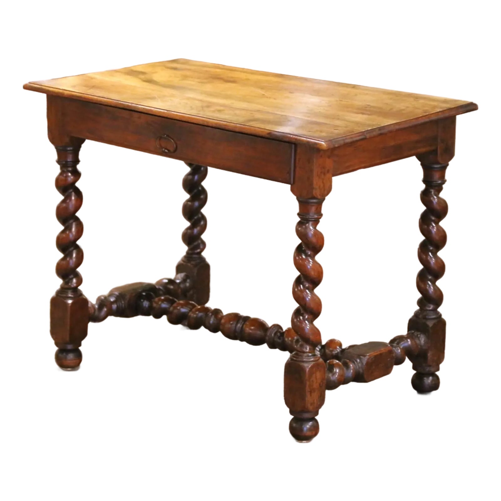 18th C. French Louis XIII Walnut Table Desk With Barley Twist Legs and ...