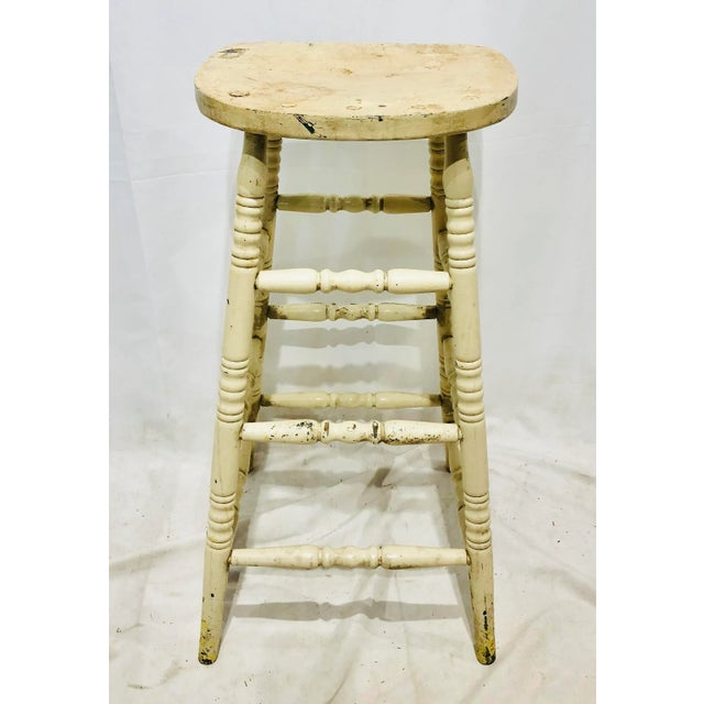 Early 20th Century Antique Rustic Wooden Farm Stool | Chairish