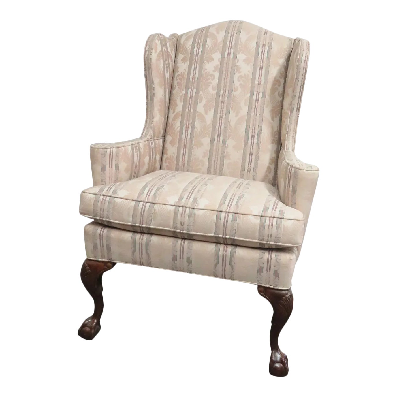 Bernhardt Chippendale Style Wing Chair | Chairish