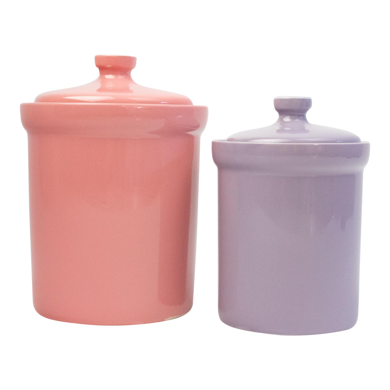 Vintage Pink and Purple Ceramic Storage Kitchen Canisters - a Pair ...