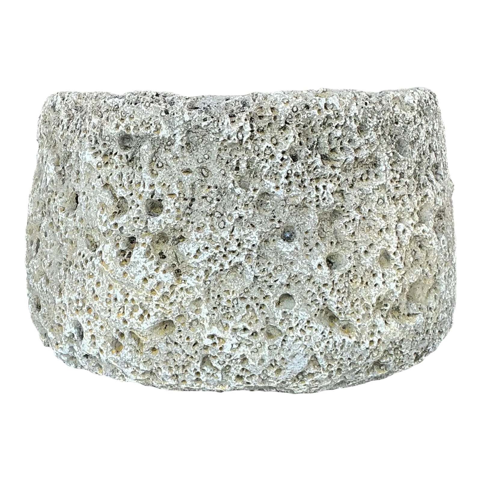 Vintage Boho Cast Cement Crater Planter | Chairish