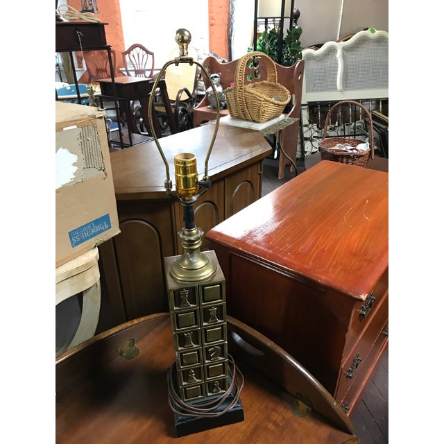 Metal Chess Table Lamp | Chairish