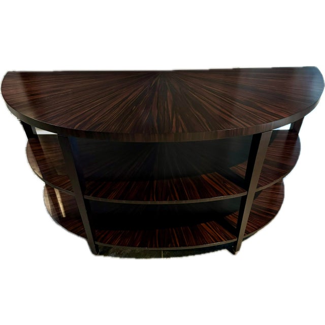 Thayer Coggins Pair of Half Moon Zebra Wood Matte Lacquered Console ...