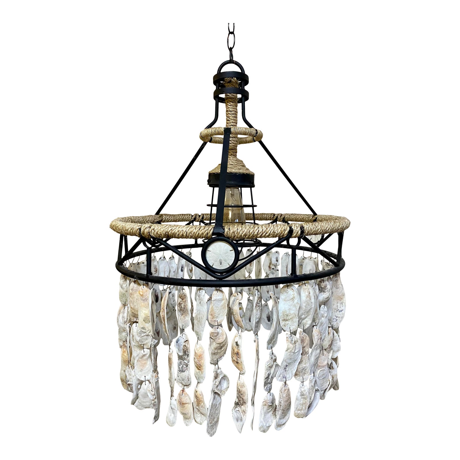 Hand Crafted Oyster Shell Chandelier | Chairish