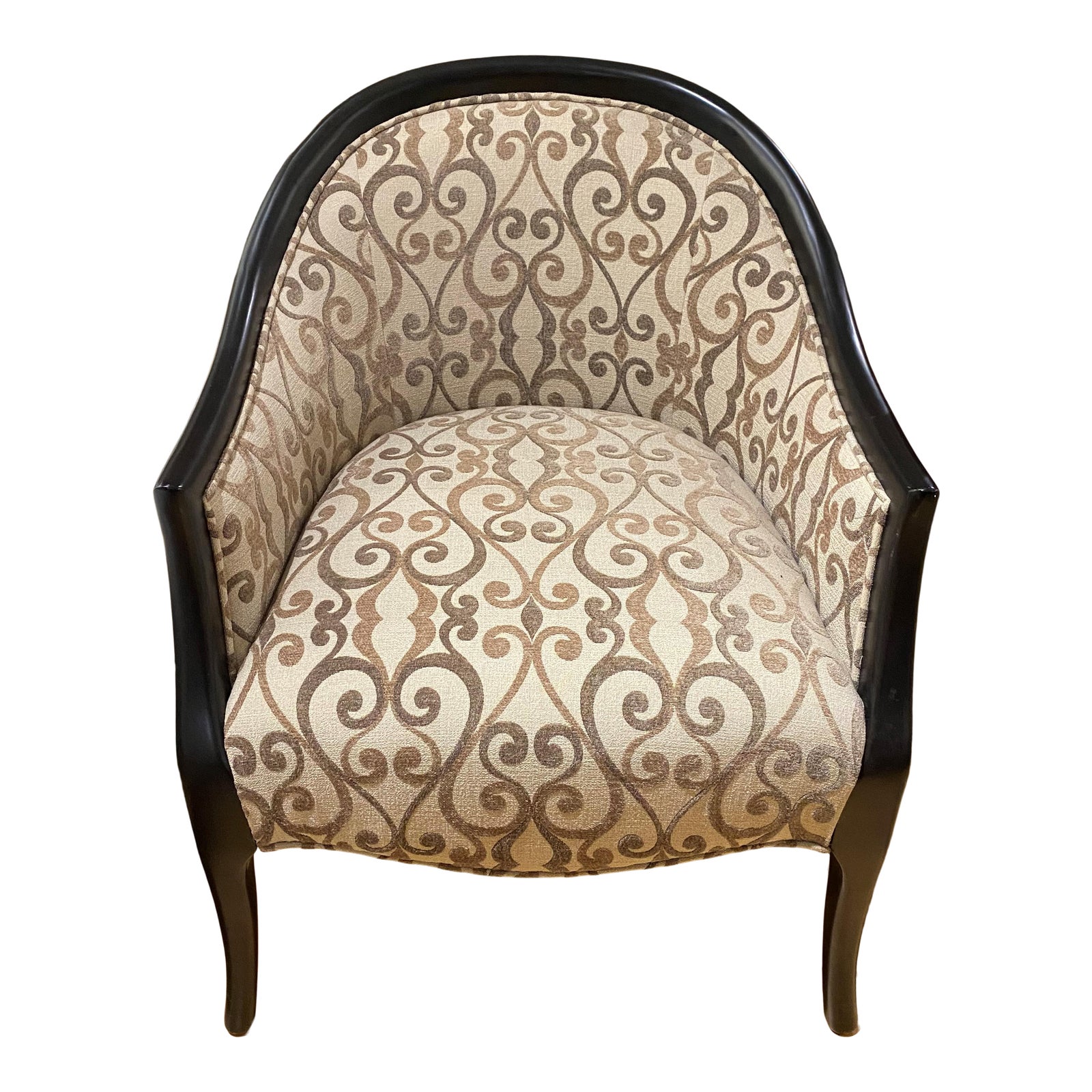 Contemporary Dalia Taupe Brocade Occasional Chair | Chairish
