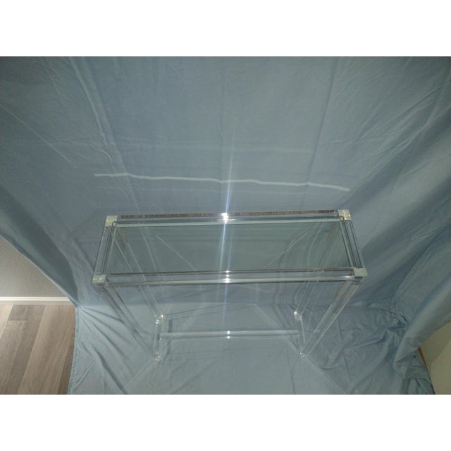 Interlude Ava Small Lucite With Glass Top Console Table | Chairish