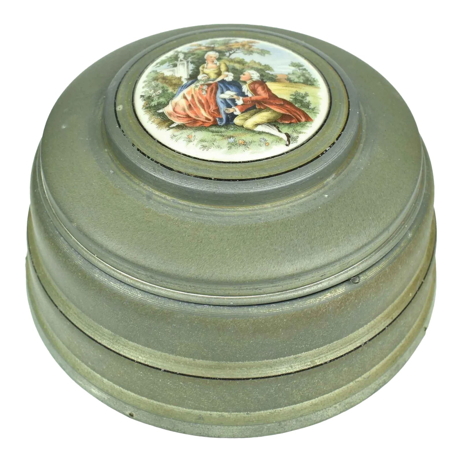Mid 20th Century Victorian Large Round Musical Metal Box With Glass ...