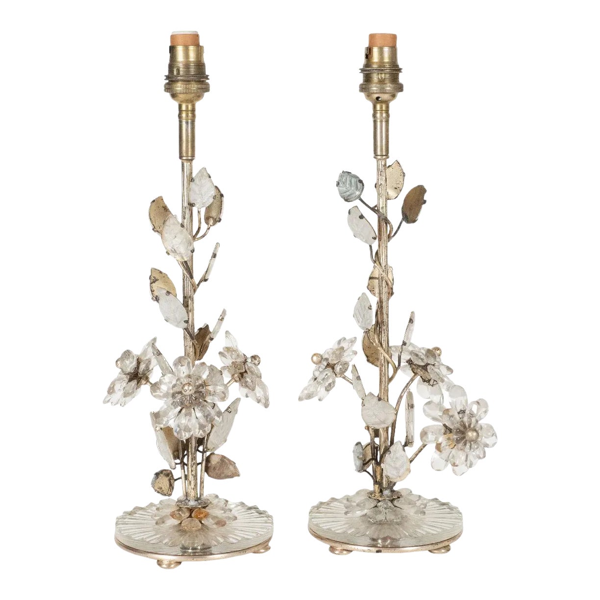 Vintage Crystal Floral Motif Table Lamps - a Pair | Chairish