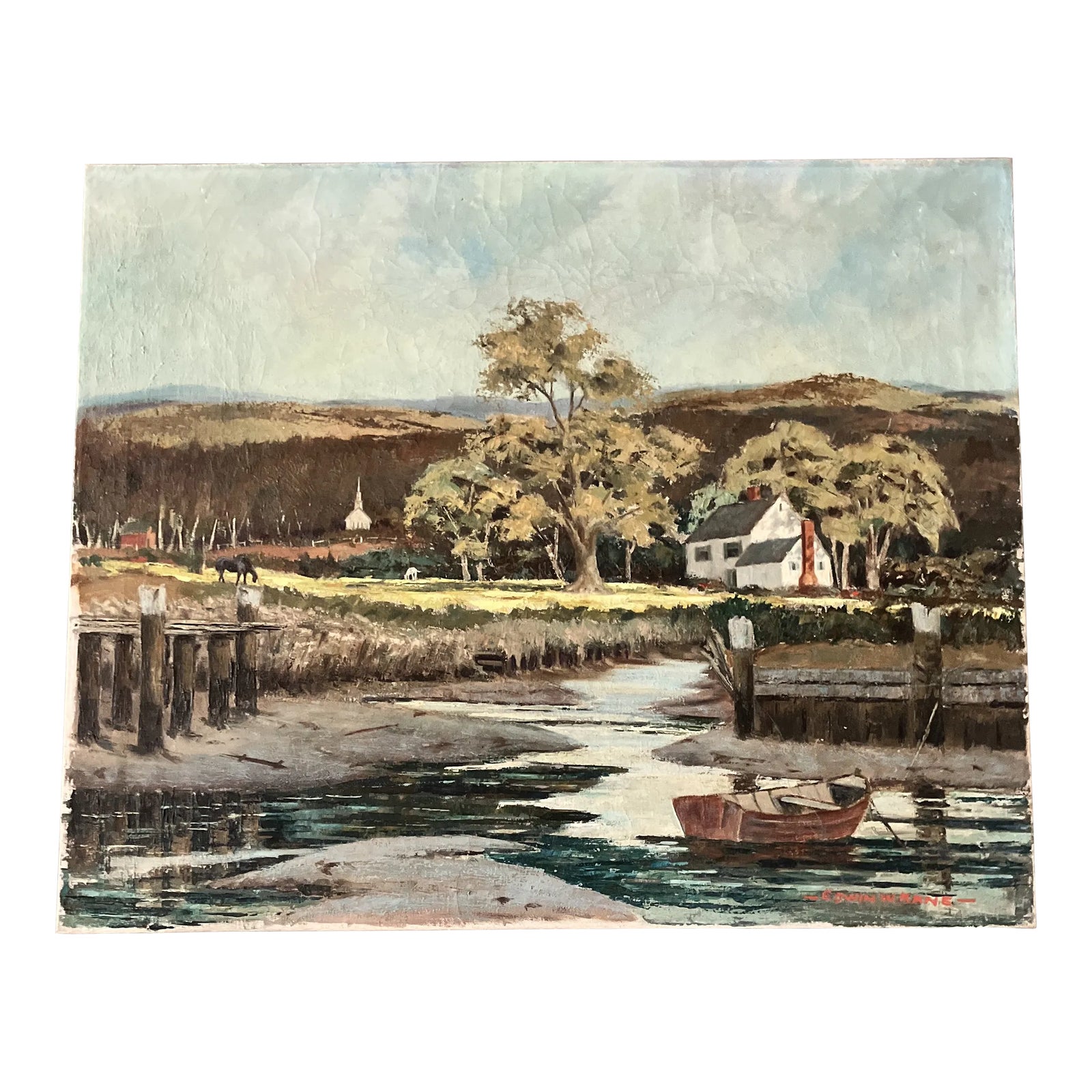 1950’s Original Impressionist Painting Roslyn Harbor Ny by Edwin Kane ...